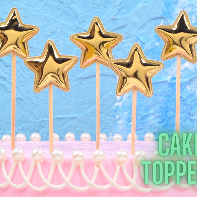 Gold Star Cake Topper - Etsy