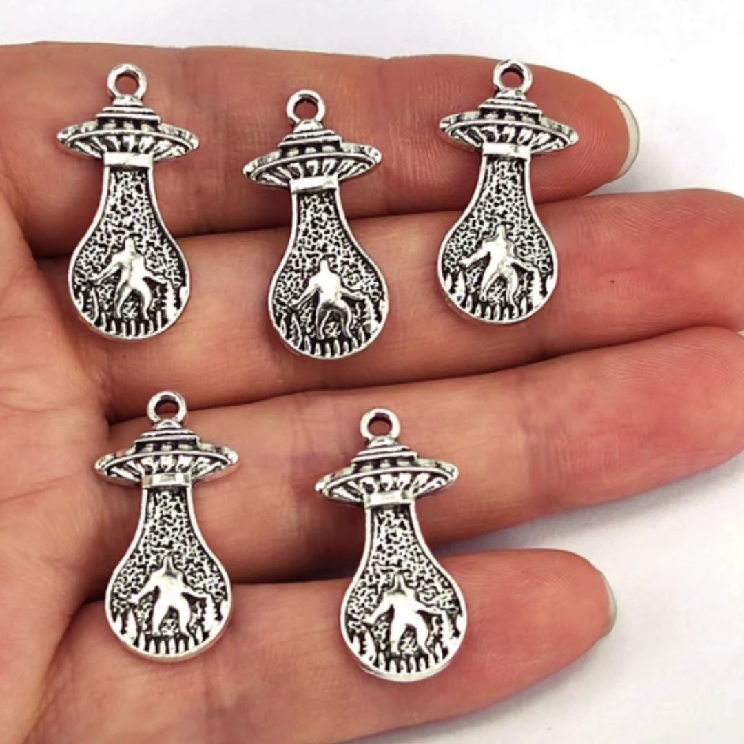 10pc Bundle Silver Alien Abduction Bigfoot Charms Specialty Craft ...