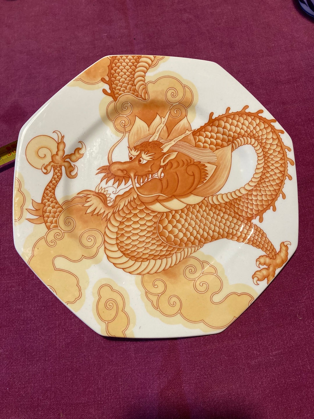 Mikasa Mythology Onyx Golden Dragon Octagonal Small Plate - Etsy