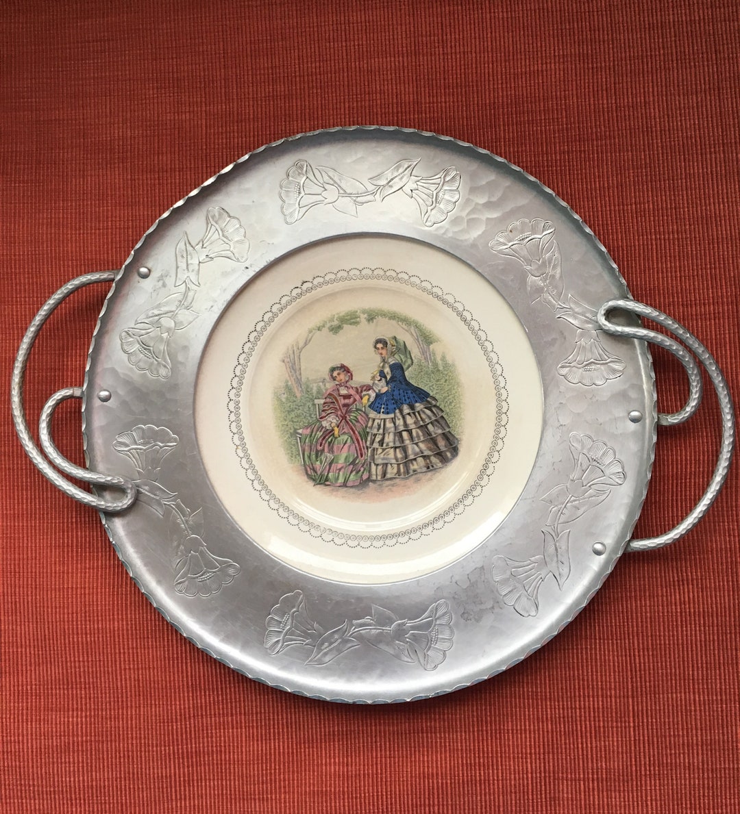 Large Antique Aluminum and Porcelain Farberware Platter - Etsy