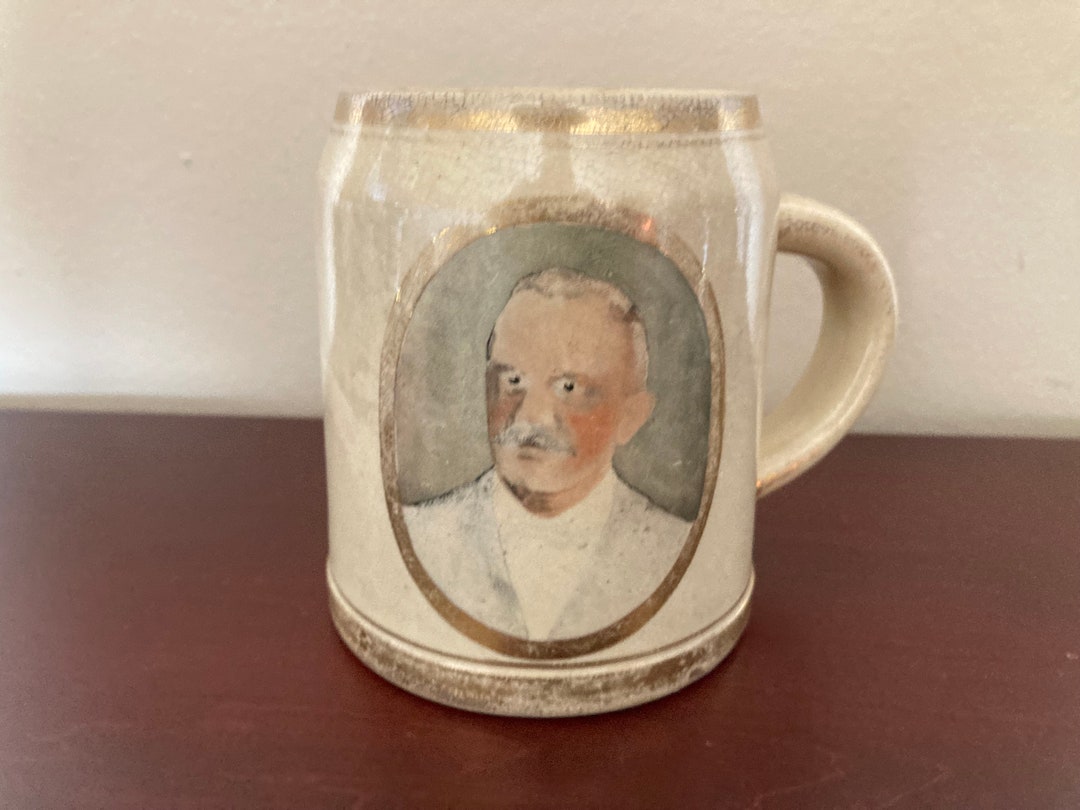 Vintage Beer Stein Stone Stoneware Mug With Portrait of a Man - Etsy