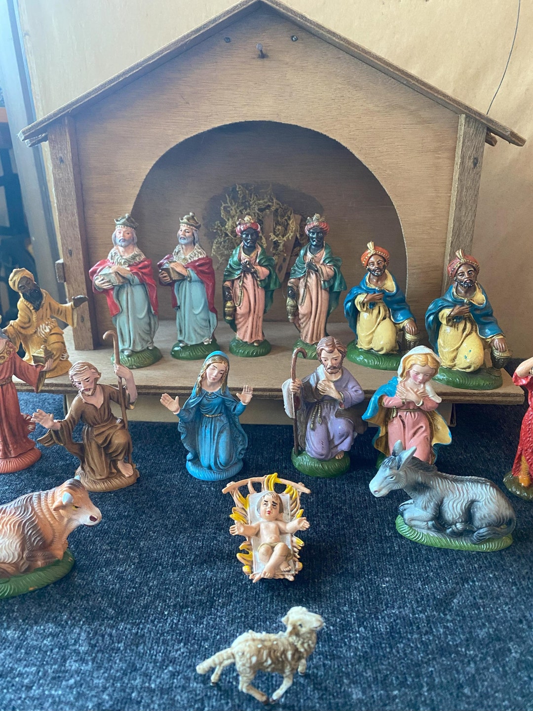 Vintage Nativity Plastic Figurines Baby Jesus Virgin Mary Joseph ...