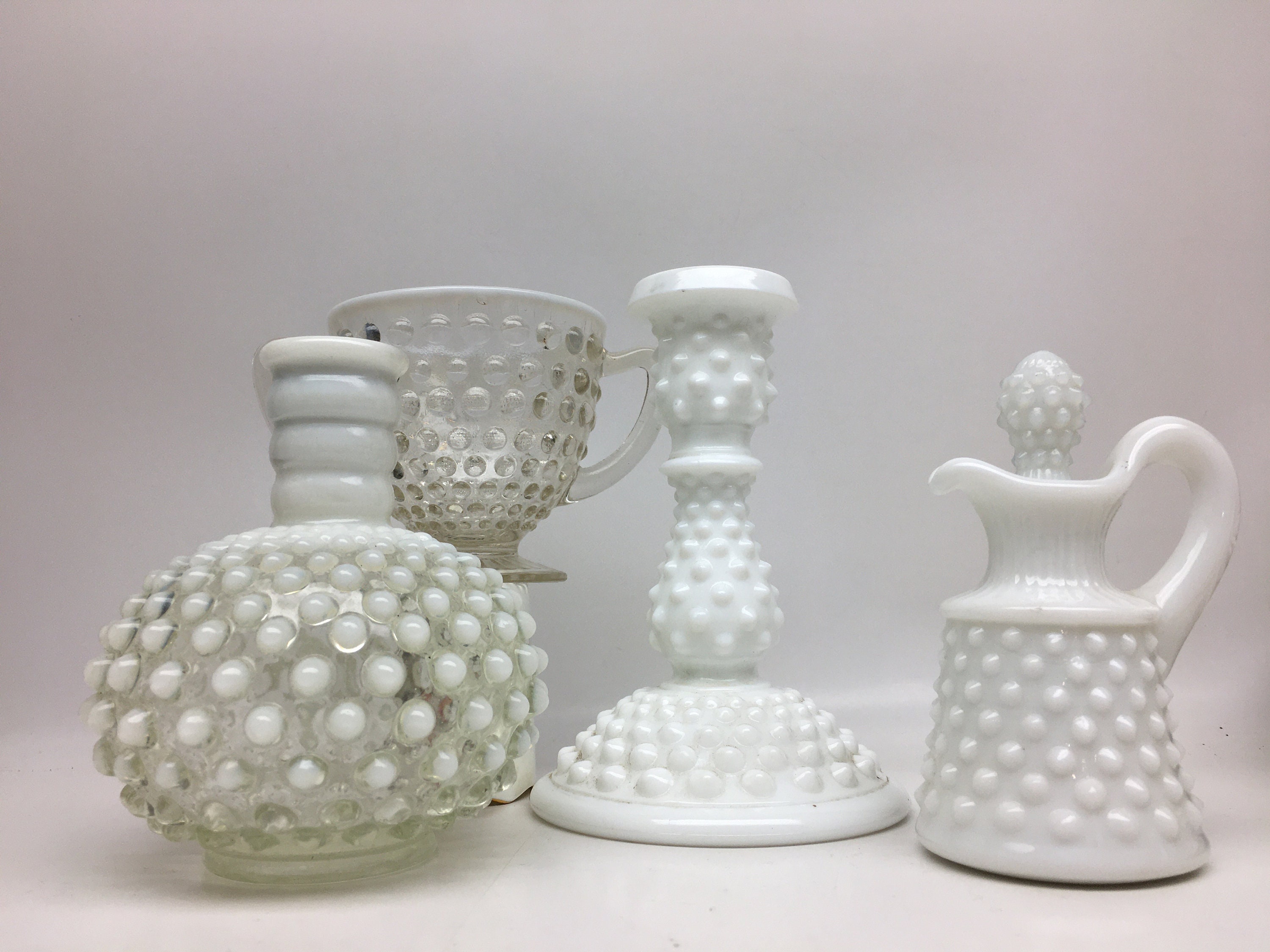 Vintage Knobby Glass / Hob Knob / Milk Glass / Collection / - Etsy