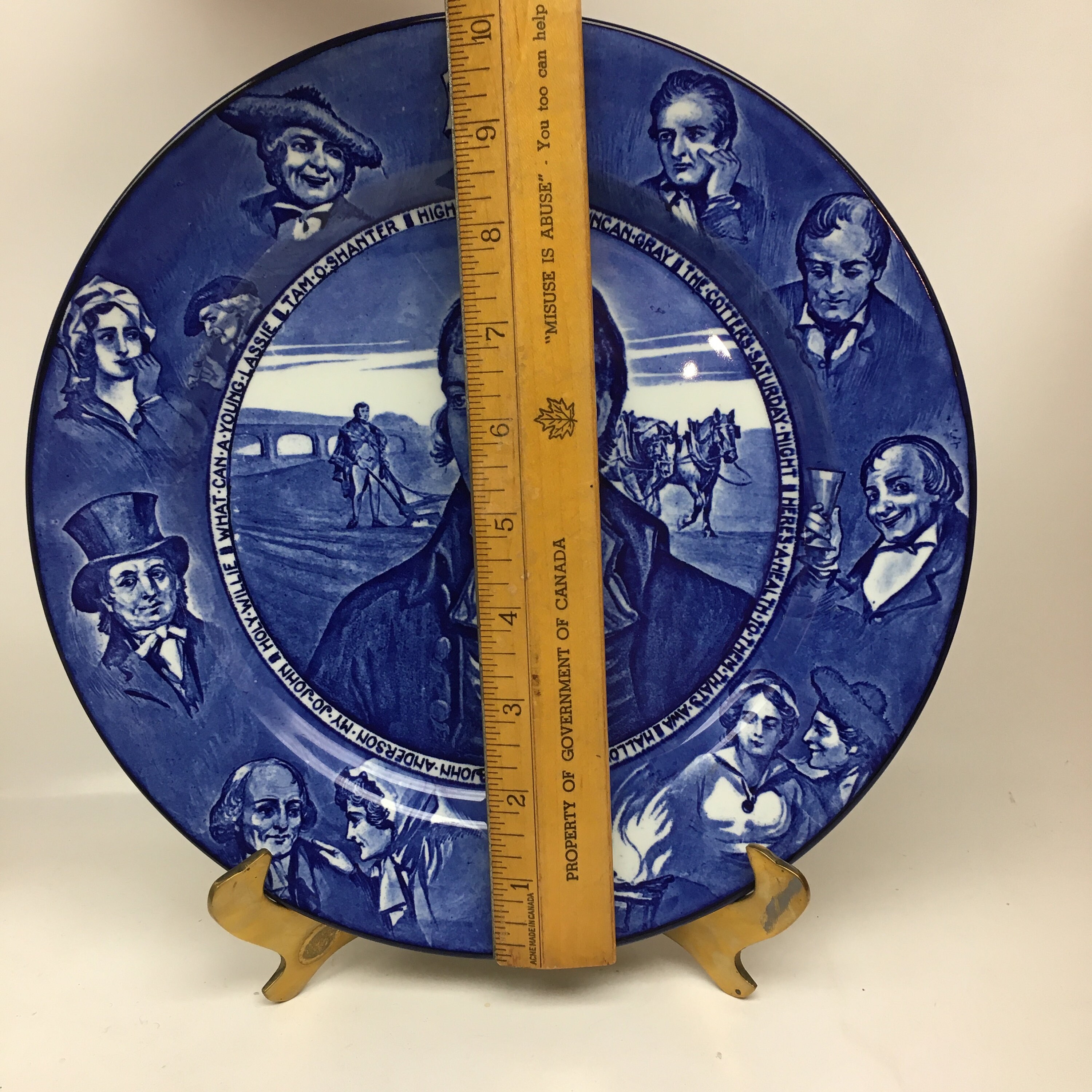 Antique Royal Doulton Poet ROBERT BURNS Plate Series Ware Blue & White ...