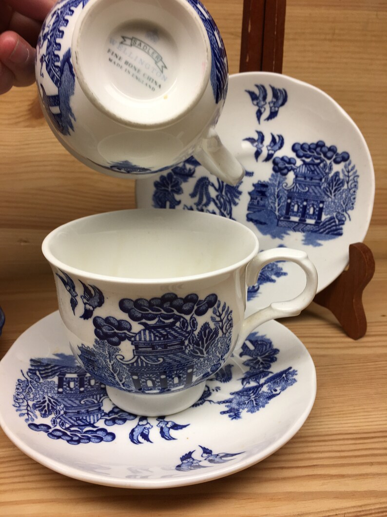 Sadler / Royal Doulton / Ironstone Blue & White Teacups With Saucers - Etsy