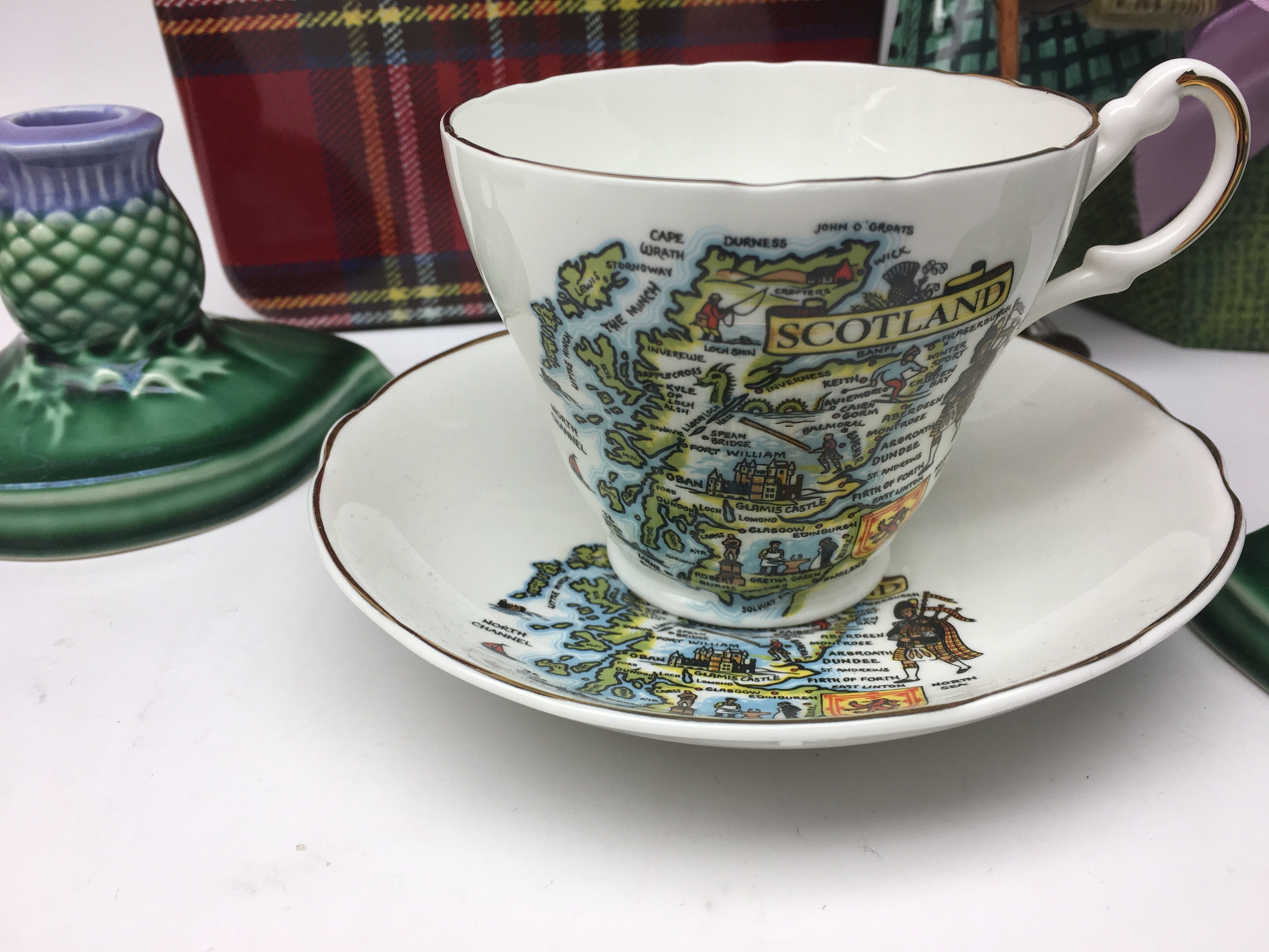 Vintage Scottish Themed Collection of Teacups /vases/dishes/plates - Etsy