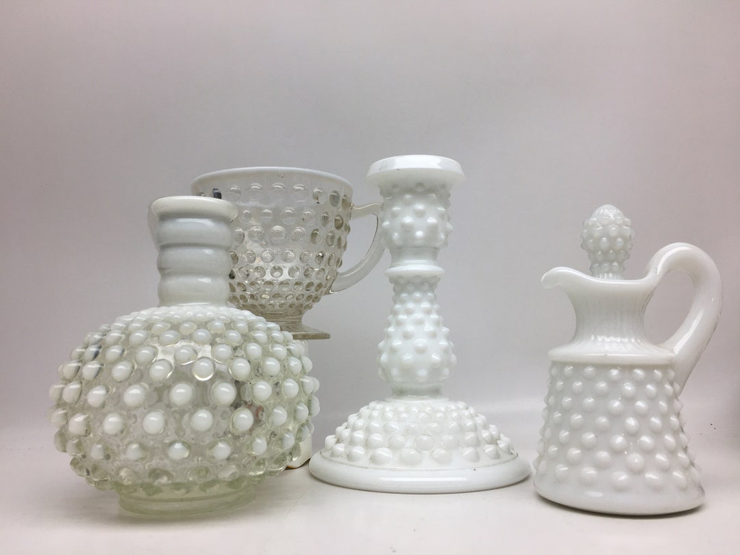Vintage Knobby Glass / Hob Knob / Milk Glass / Collection / Bottles - Etsy