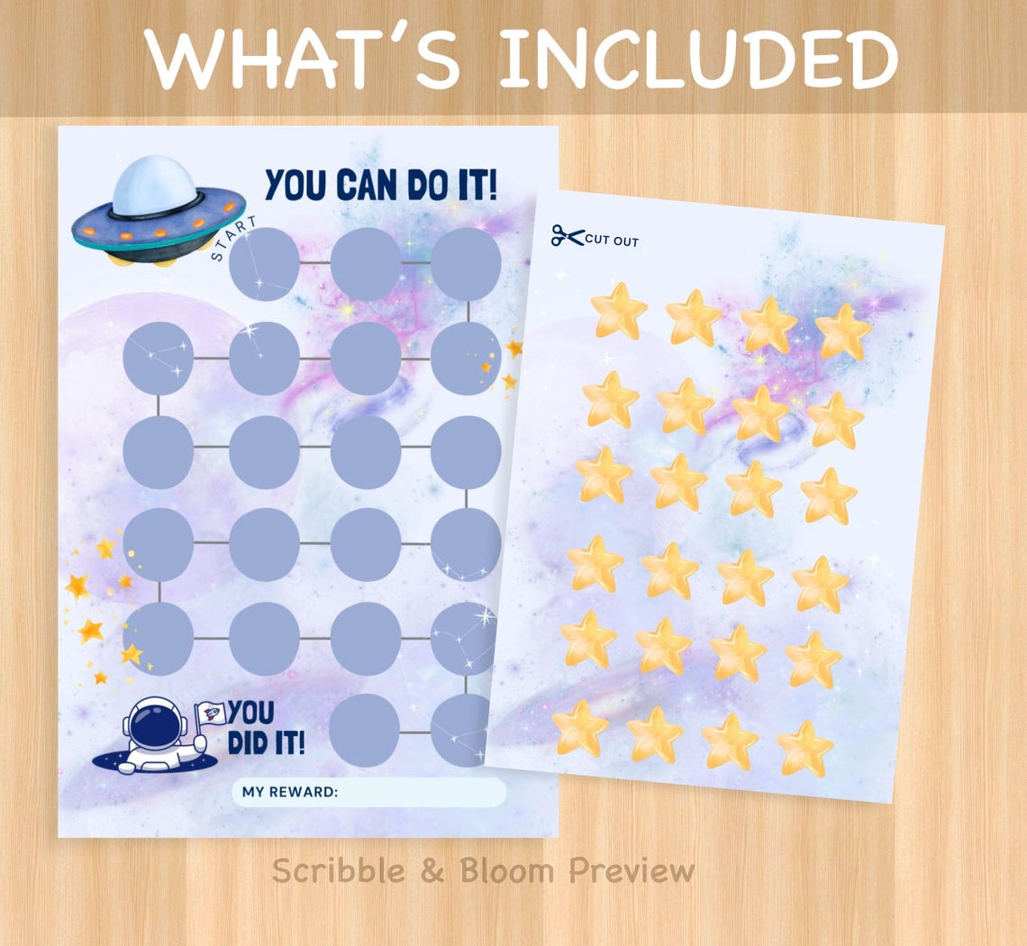 Space Theme Printable Reward Chart for Kids - Etsy
