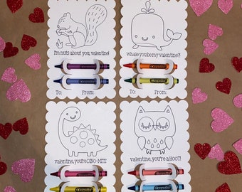 Valentine's Day Coloring Card Set With Crayons Gifts for Kids ...