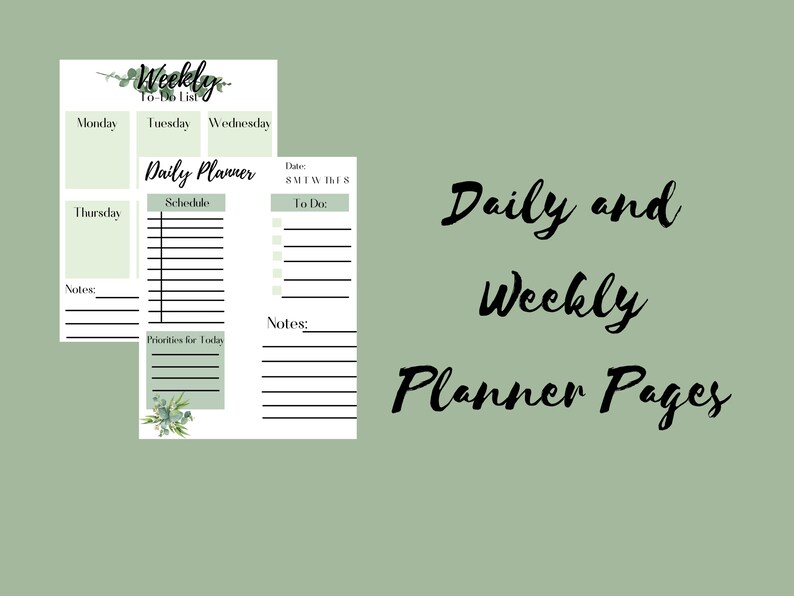 Printable Daily Planner, Boho Daily Planner, Printable Boho Greenery ...