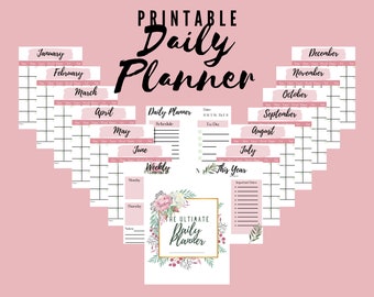 Printable Daily Planner, Boho Daily Planner, Printable Boho Greenery ...