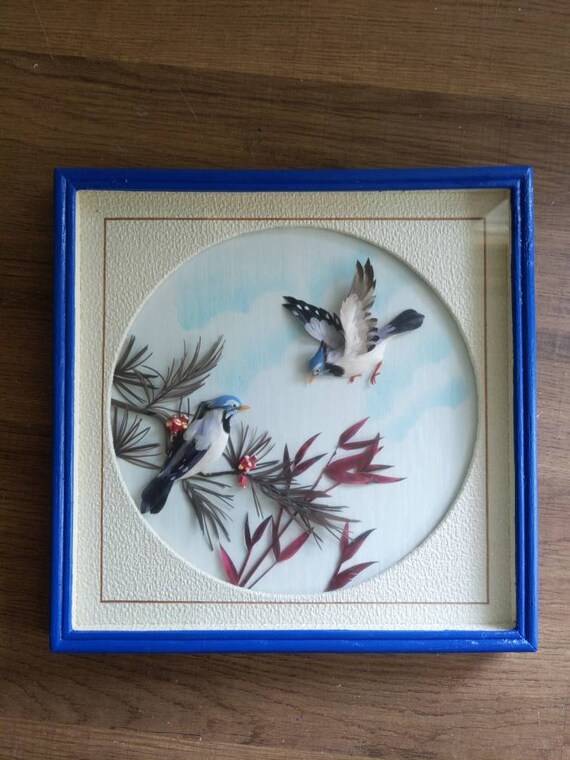 Vintage 3D Bird Art Wall Frame Upcycled With Hand Painting in - Etsy