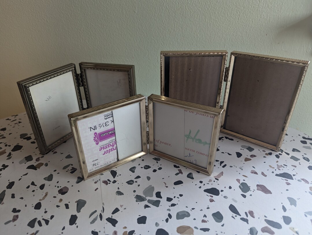 Lot of Vintage Mid Century Small Frames, Bronze and Gold Colored ...