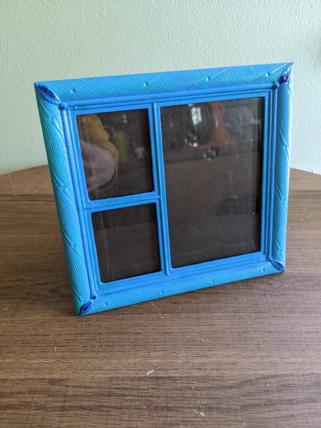 Three Photo Square Collage Frame, Upcycled With Hand Painting in Bright ...