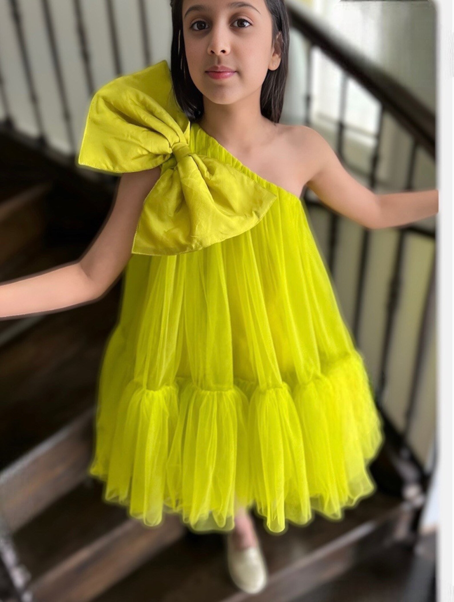 Girls Dress/one Shoulder Dress/princess Dress/party Dress/ Green Dress ...