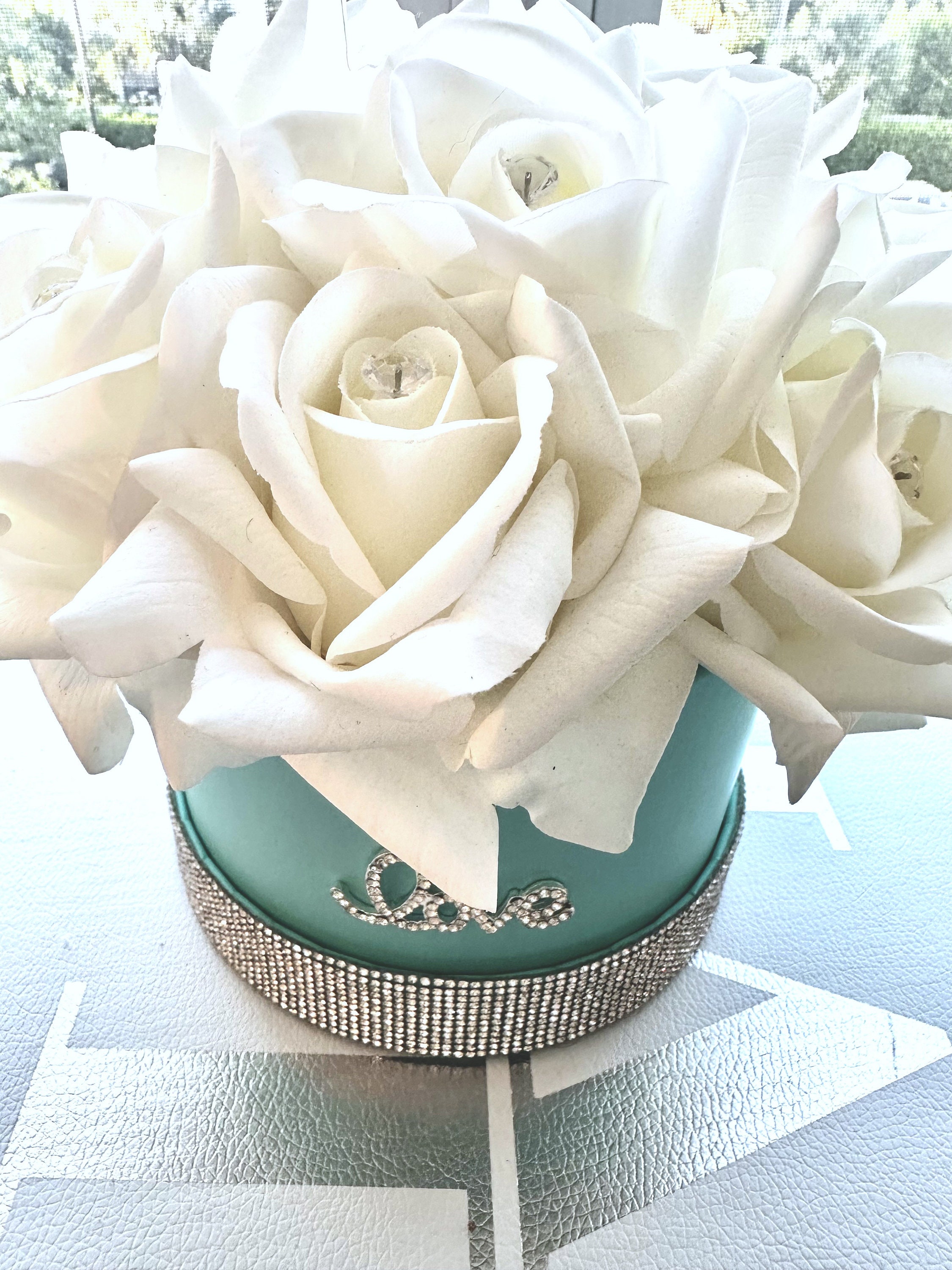 ROBINS EGG Real Touch Round, Love Rose Bling Box, Glam Décor ...