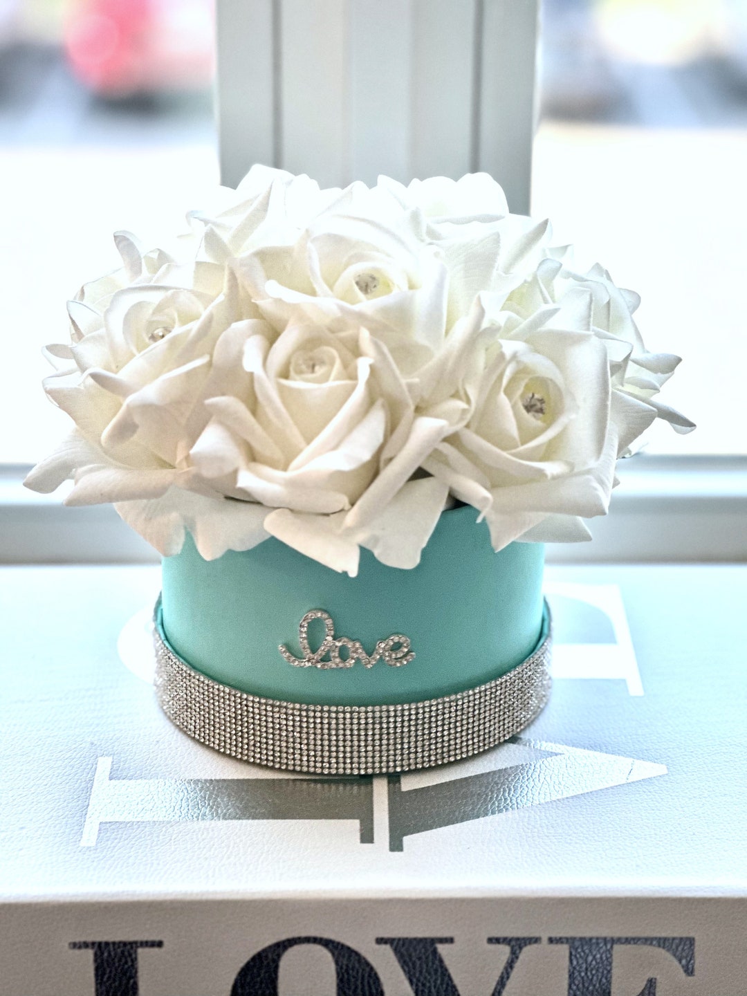 ROBINS EGG Real Touch Round, Love Rose Bling Box, Glam Décor ...