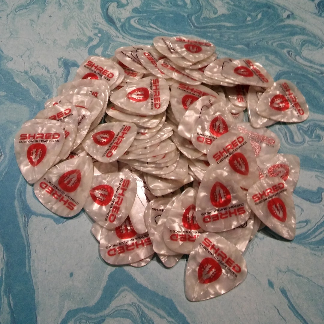 Set of 100 White Pearl Celluloid Custom Designed and Printed ...