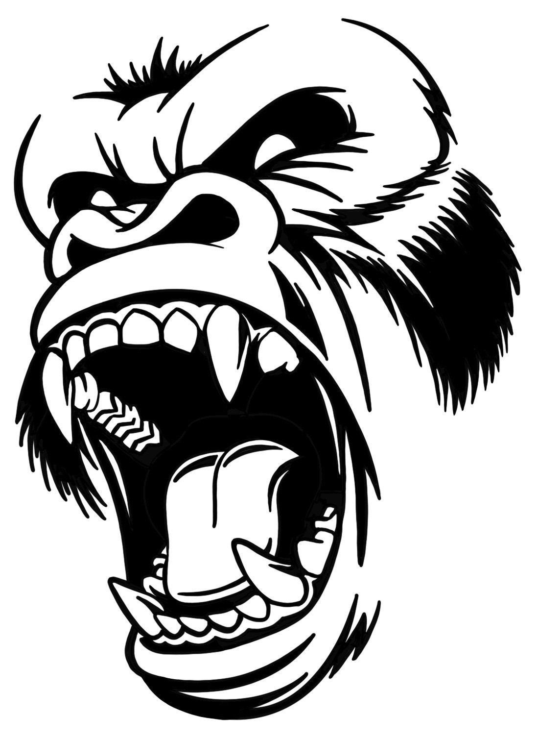 Angry Gorilla Face Outline