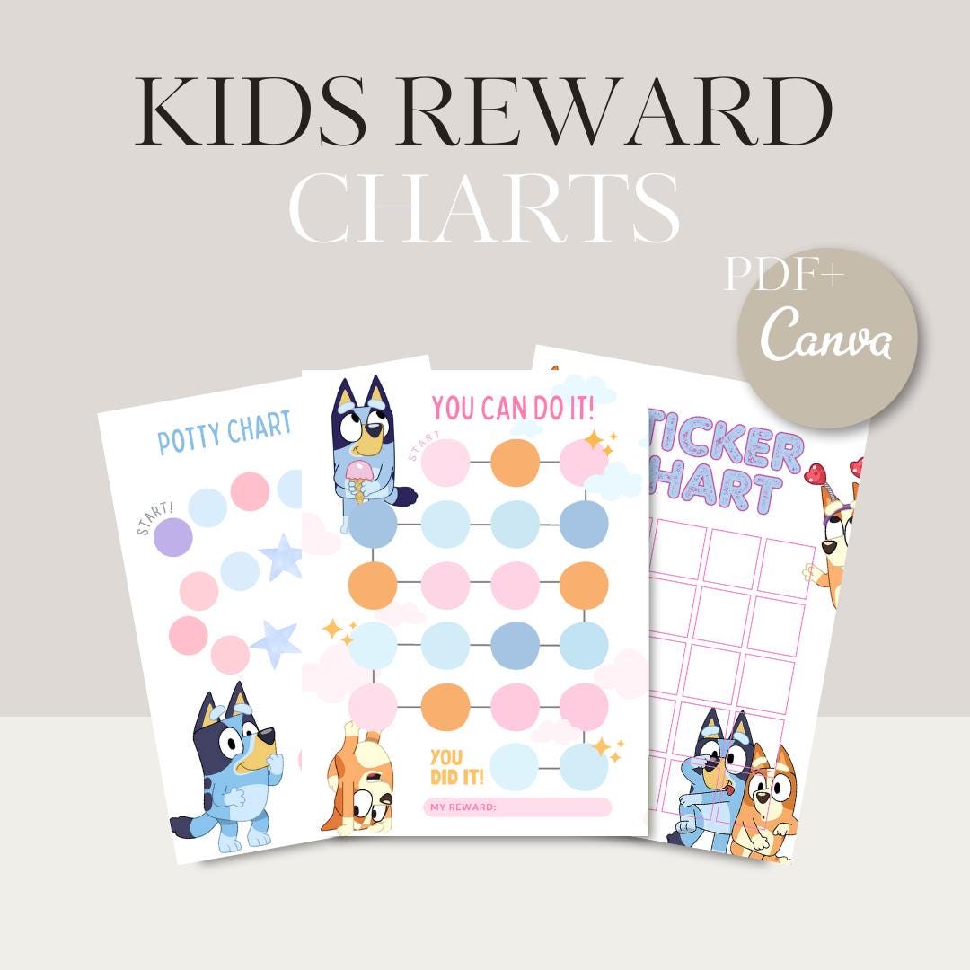 Kids Reward Chart Bluey: Printable, Editable Goal Tracker / Potty ...