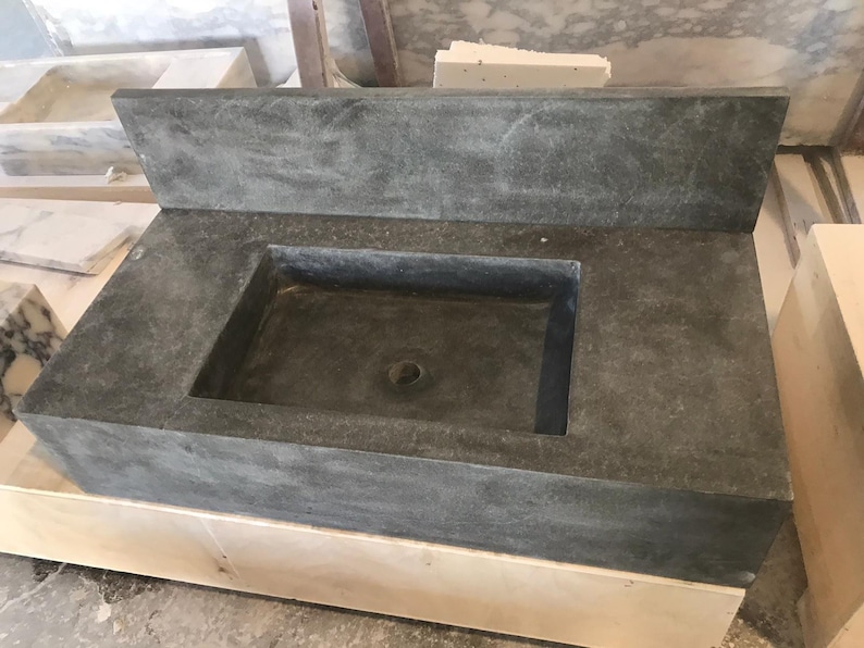 Customizable Basalt Stone Farmhouse Sink: Black Marble, Wall Mount - Etsy