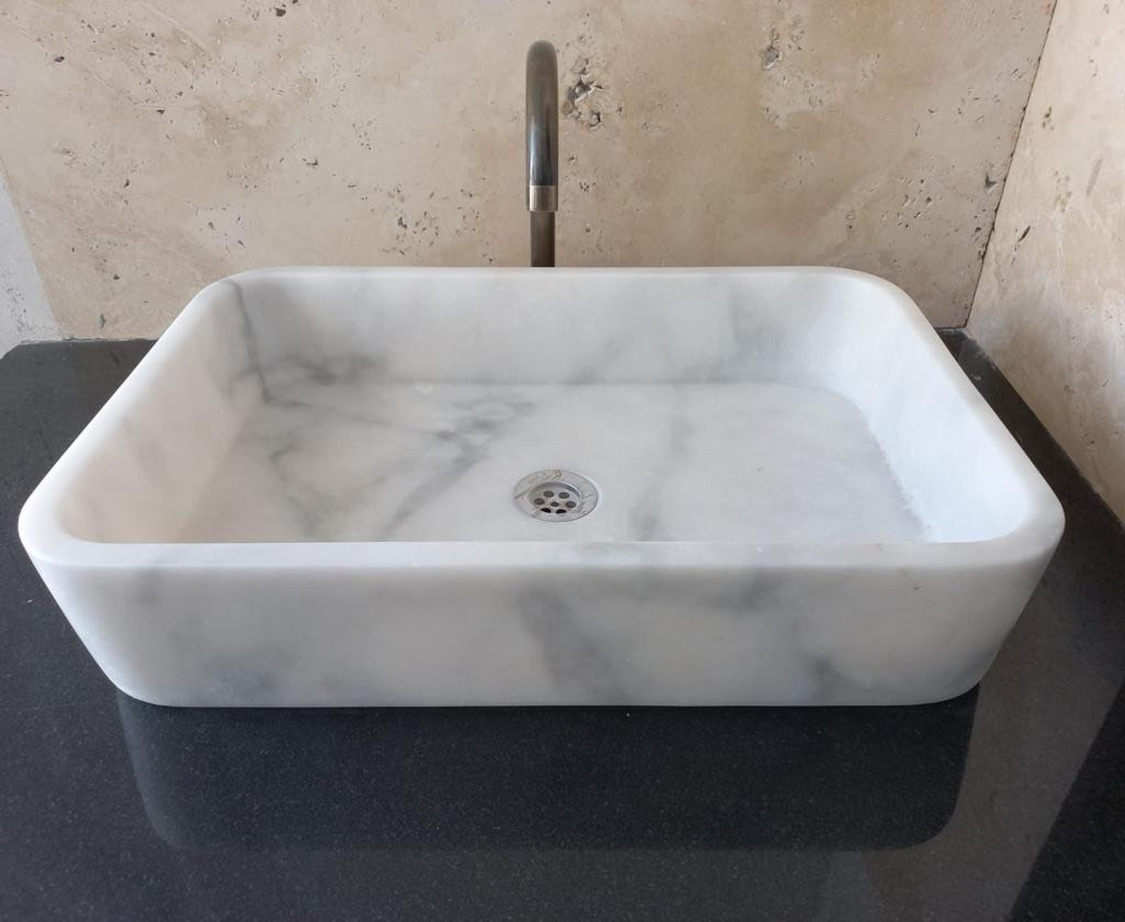 Rectangle Marble Sink White Marble Sink Vessel Sink Marble | Etsy