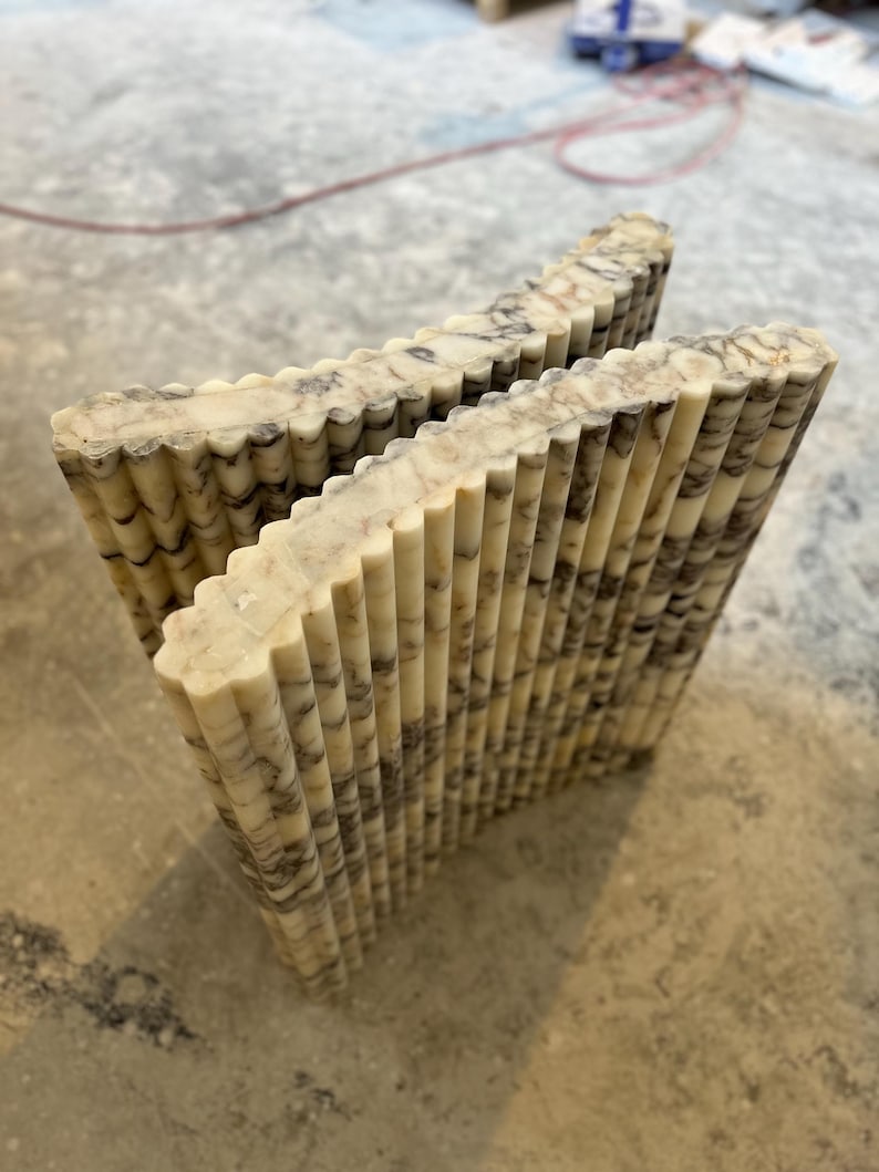 Calacatta Viola Marble, Fluted Table Legs, Customizable - Etsy