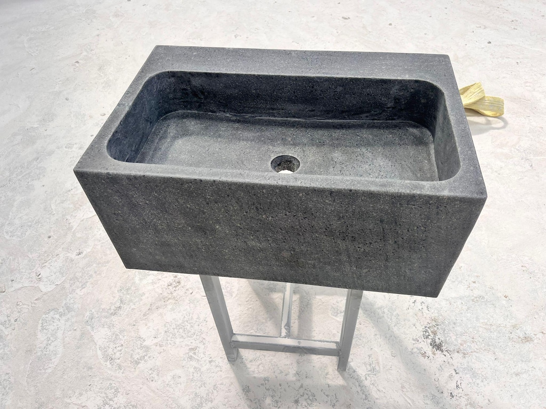 Hand Carved Basalt Stone Sink: Matte Black Marble Washbasin - Etsy