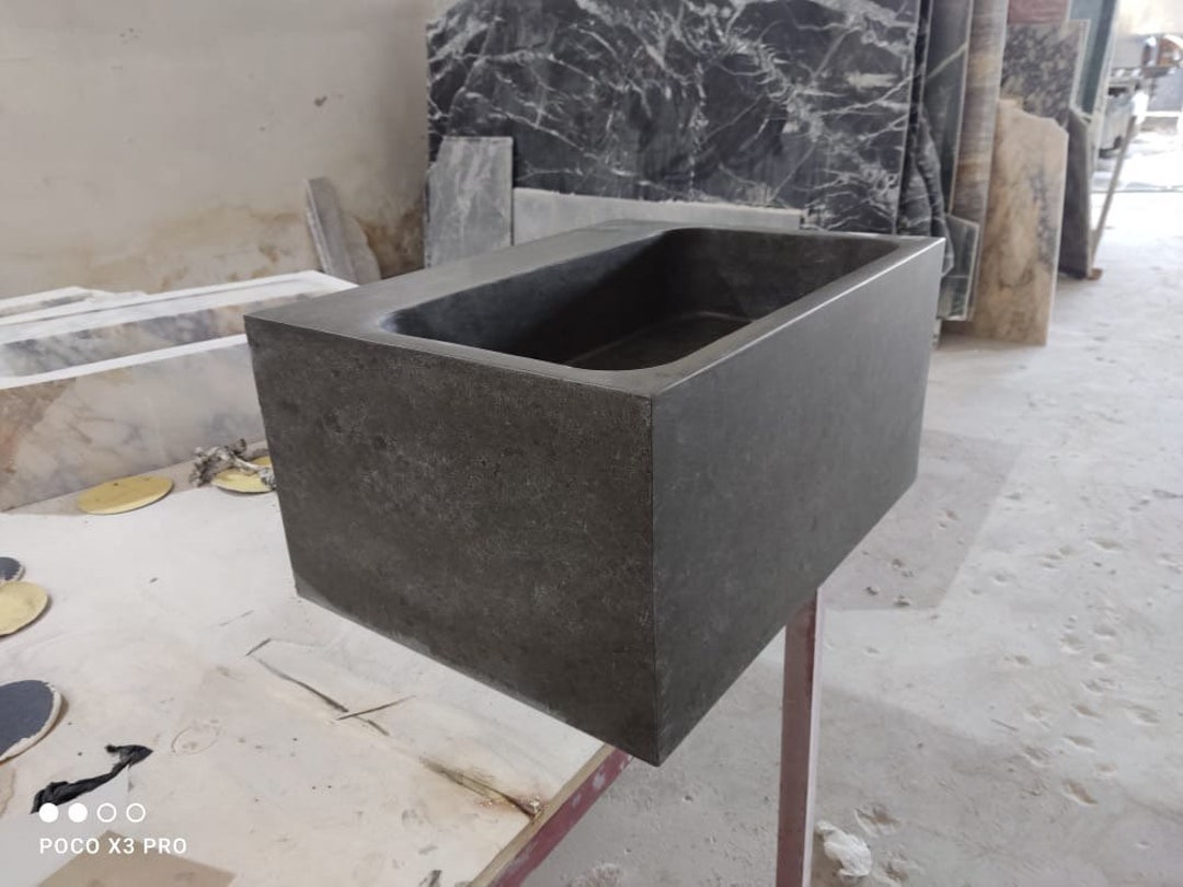 Basalt Stone Sink, Matte Black Stone Sink, Farmhouse Sink, Hand Carved ...