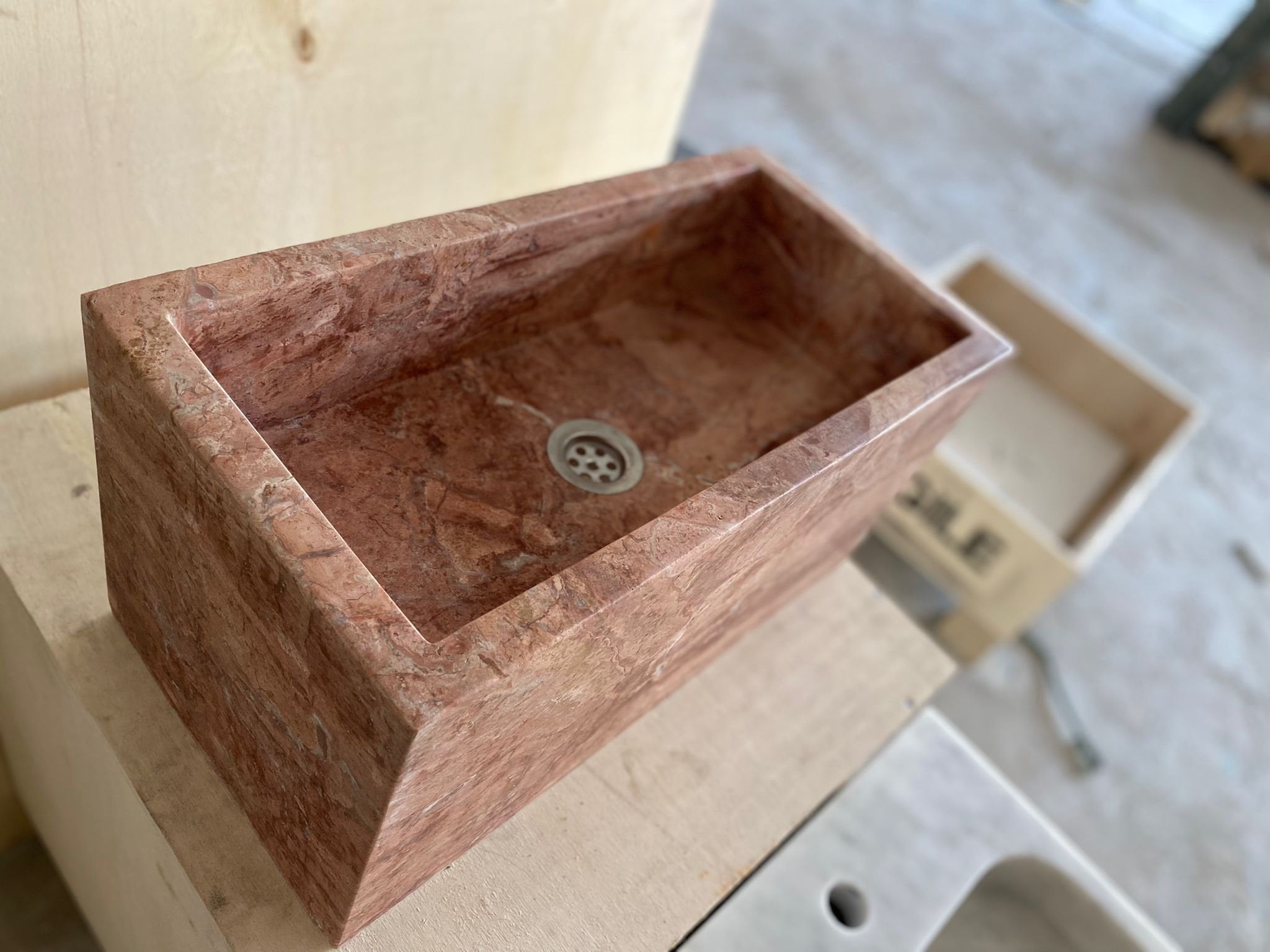 Red Travertine Sink Farmhouse Sink Hancarved Sink Wall - Etsy