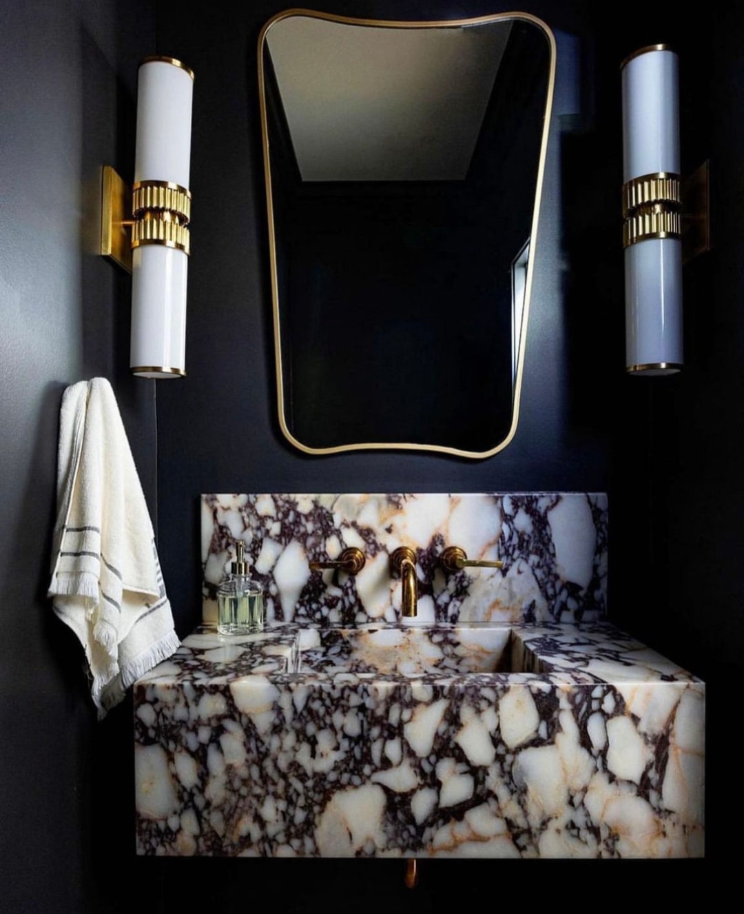 Calacatta Viola Marble Sink, Marble Washbasin, Wall Mounted Sink ...