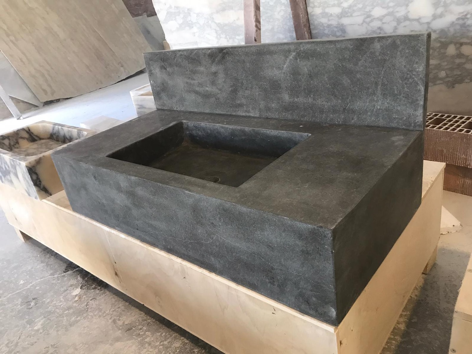 Customizable Basalt Stone Farmhouse Sink: Black Marble, Wall Mount - Etsy