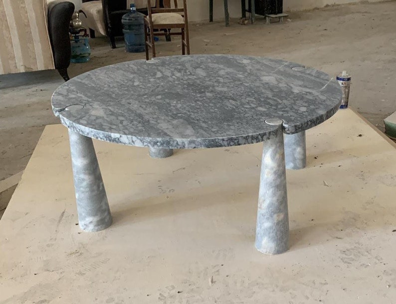 Grey Marble Coffee Table Silver Grey Marble Side Table - Etsy