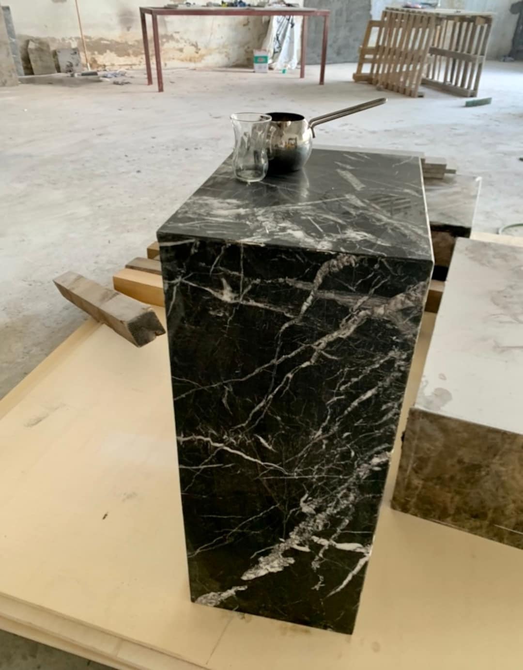 Nero Marquina Black Marble Side Table: Custom Order - Etsy