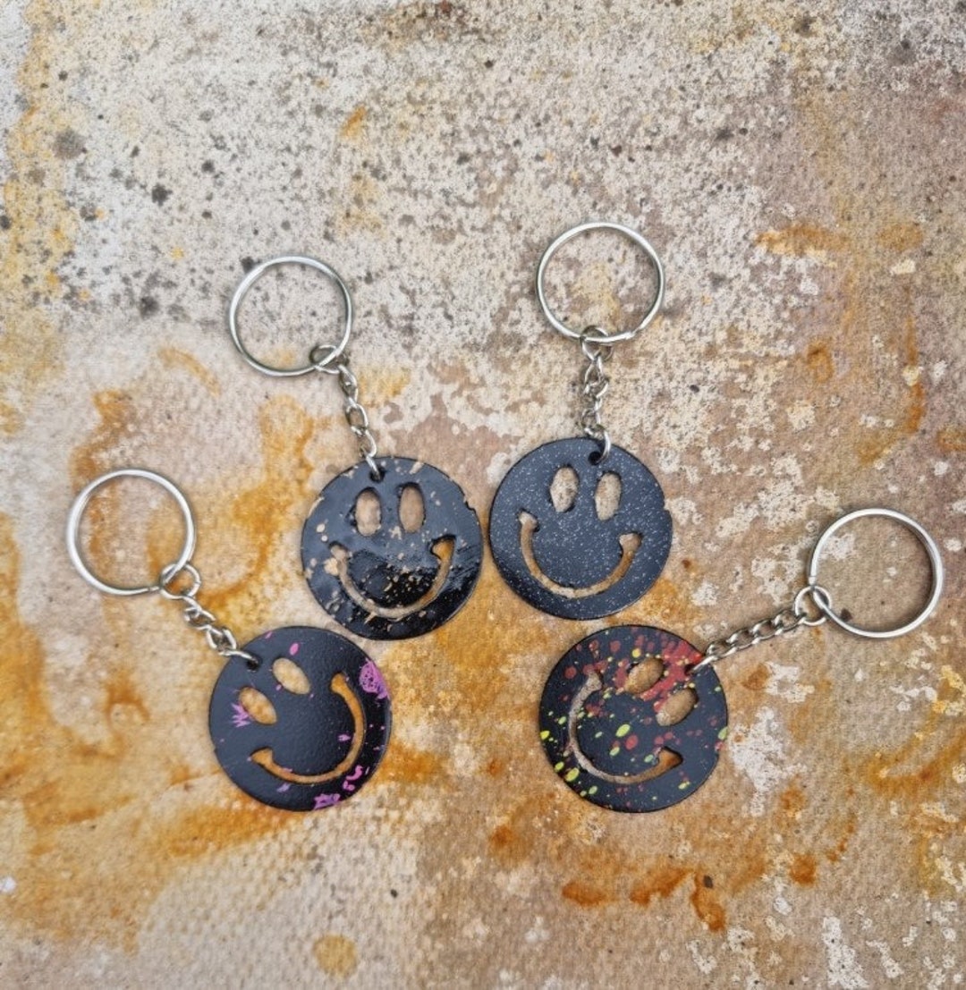 Smiley Emoji Key Ring. Key Ring. Unique Key Ring. Smiley Face Emoji Key ...