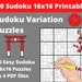 Easy 16x16 Sudoku Puzzles Printable PDF - 200 Sudoku Variation Puzzles ...