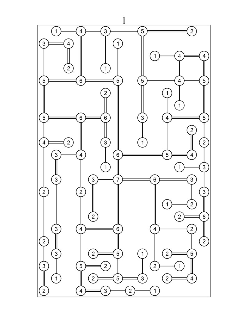 Hard Hashi Bridges Puzzles Printable PDF - 200 Hashiwokakero Japanese ...