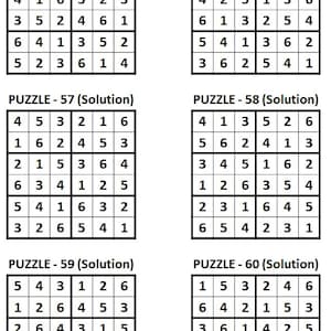 Printable PDF Easy Sudoku for Kids 6x6 - 400 Children Puzzles With ...