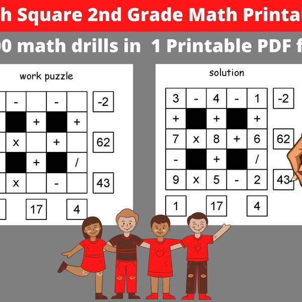 Math Worksheets 2nd Grade - Etsy