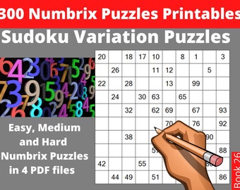 Bundle Easy, Medium and Hard Numbrix Puzzles Printable PDF - Bundle of ...