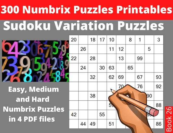 Easy Medium and Hard Numbrix Puzzles Printable PDF 300 - Etsy