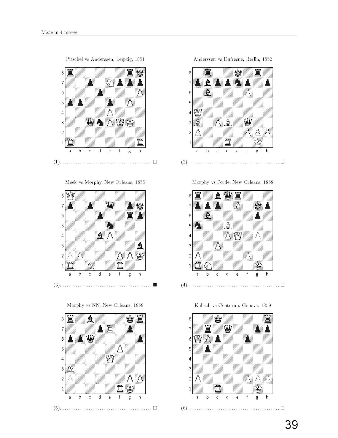500 Chess Checkmate Puzzles in Three and Four Moves Printable PDF -with ...