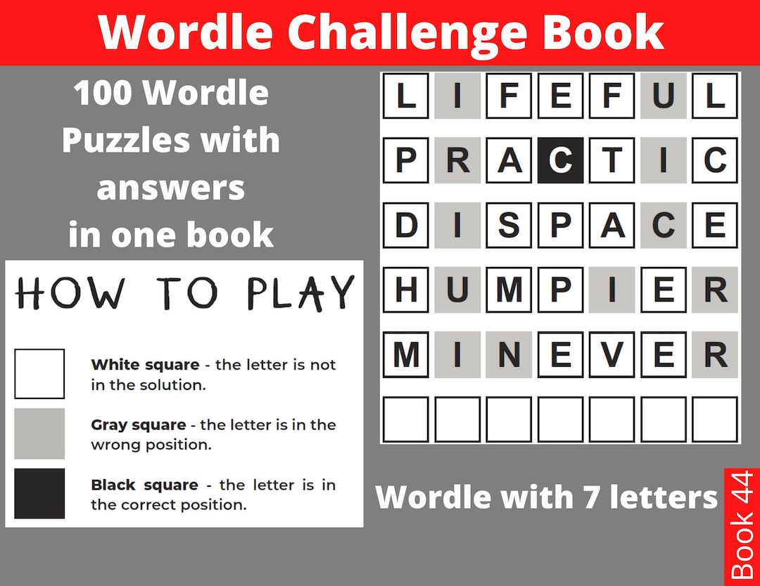 Wordle Challenge Book With 100 Wordle Puzzles and Their Answers, 7 ...