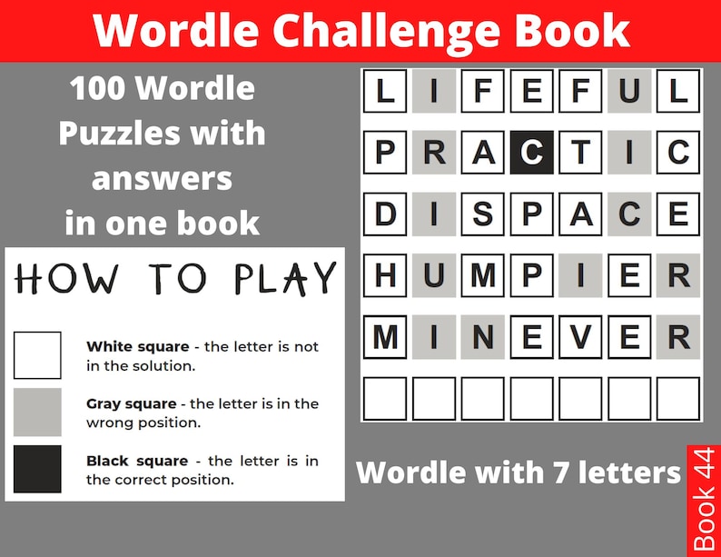 Wordle Challenge Book With 100 Wordle Puzzles and Their Answers, 7 ...