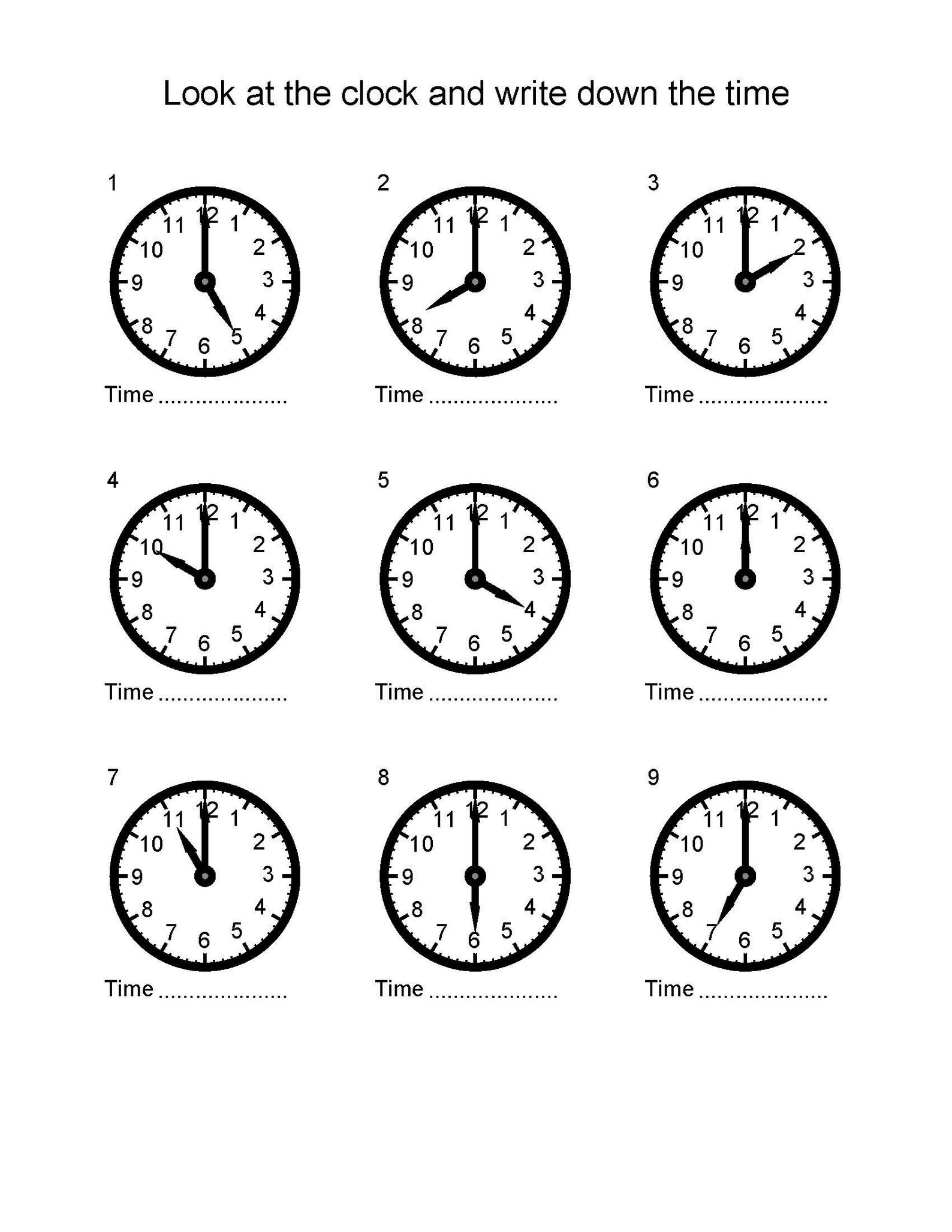 Telling the Time Worksheets, What Time is It? Clock Worksheet to Draw ...