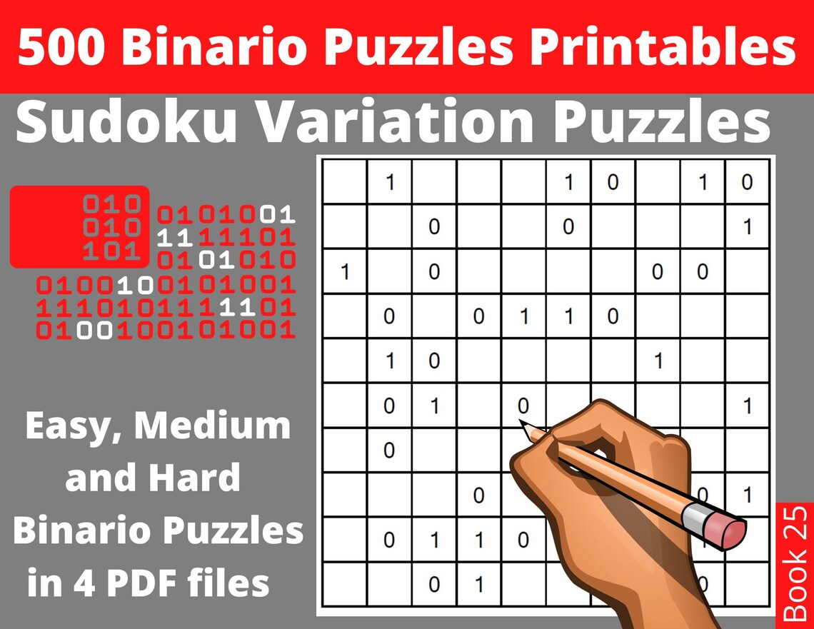 Binario Puzzles Printable PDF - 500 Binary Puzzles to Keep Your Brain ...
