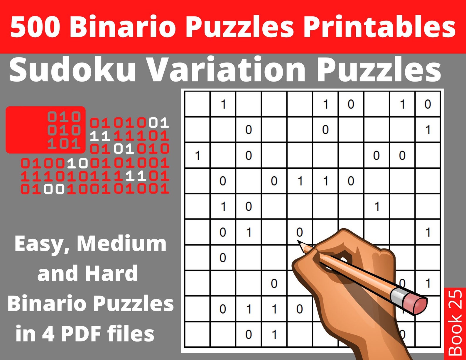 Binario Puzzles Printable PDF - 500 Binary Puzzles to Keep Your Brain ...