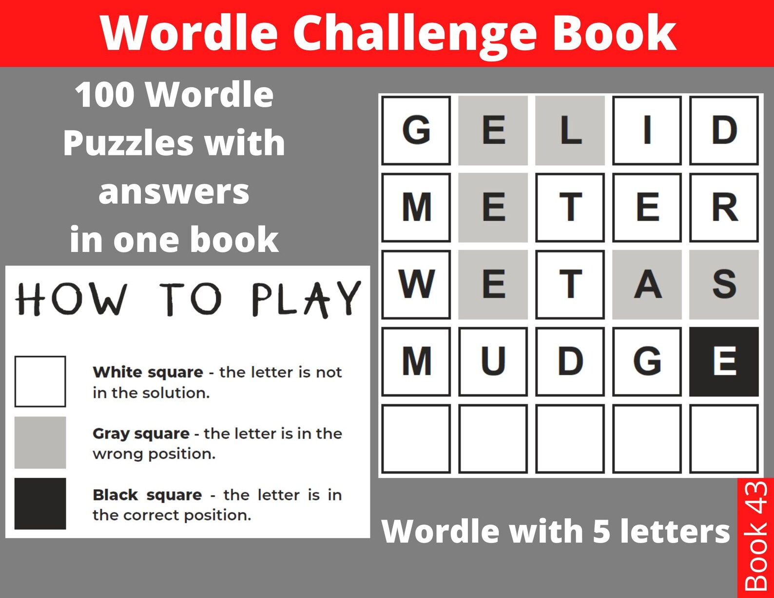 Wordle Challenge Book With 100 Wordle Puzzles and Their Answers, 5 ...