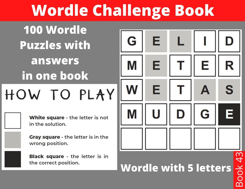 Wordle Challenge Book With 100 Wordle Puzzles and Their Answers, 5 ...