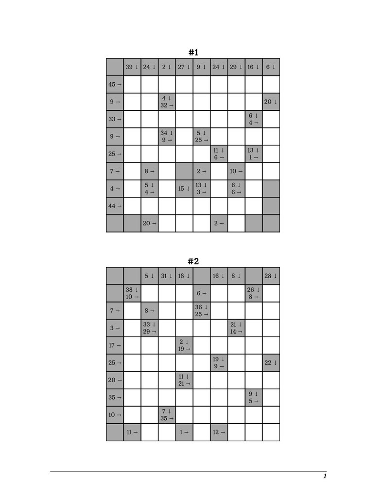 Easy Kakuro Sudoku Puzzles - 300 Printable PDF Japanese Puzzles for ...